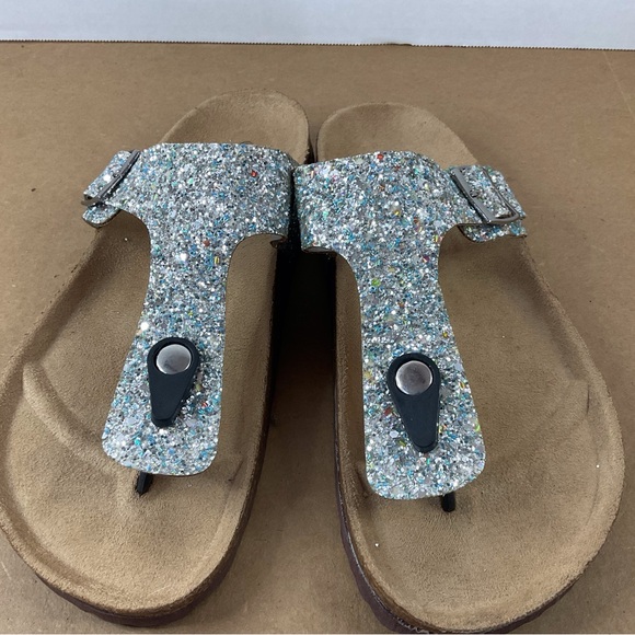 Forever Link | Shoes | Sparkly Silver Birken Style Sandals | Poshmark